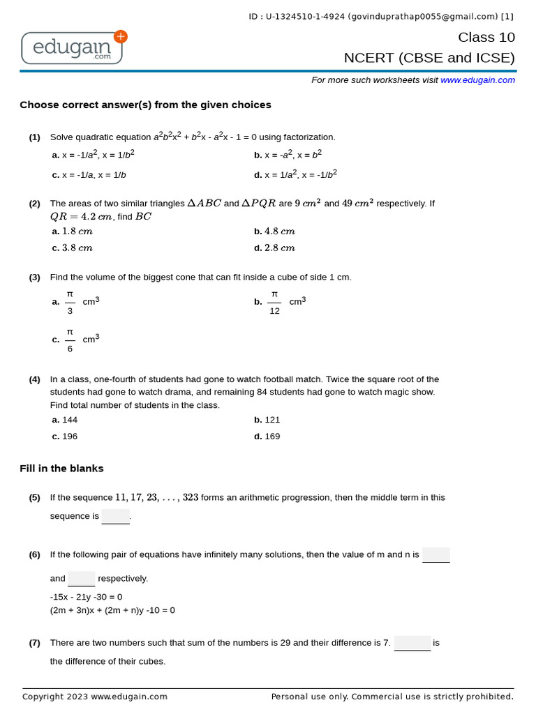 Grade10 1324510 1 4924.q | PDF | Pi | Mathematical Concepts