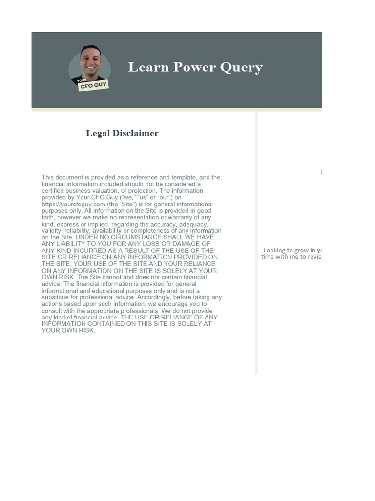 Your CFO Guy - Power Query Worksheet | PDF | Information | Economies