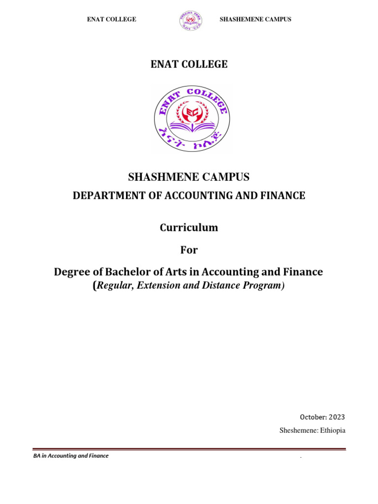 BA in Accounting and Finance Curriculum | PDF