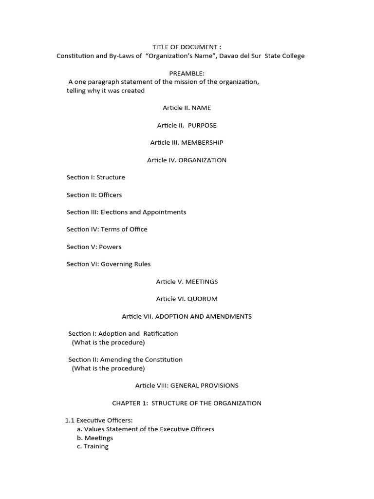 Constitution-and-By-Laws-Format | PDF | Article Two Of The United ...