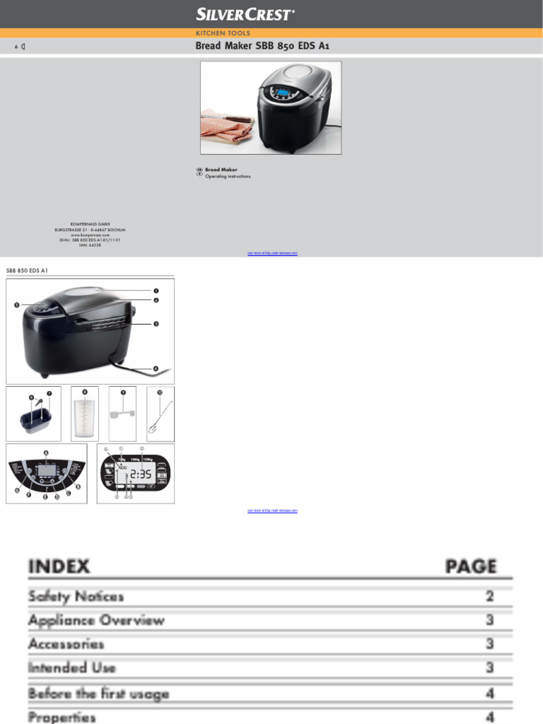 Silvercrest SBB 850 Eds A1 | PDF | Breads | Dough