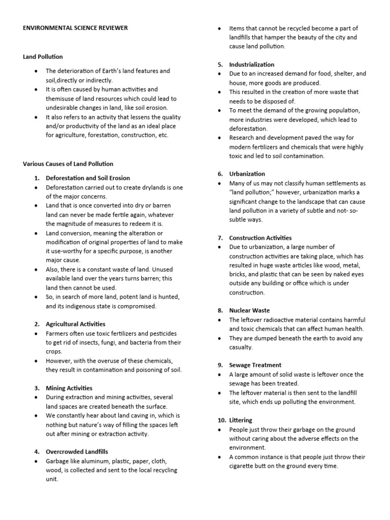 Environmental Science Reviewer | PDF | Mining | Waste