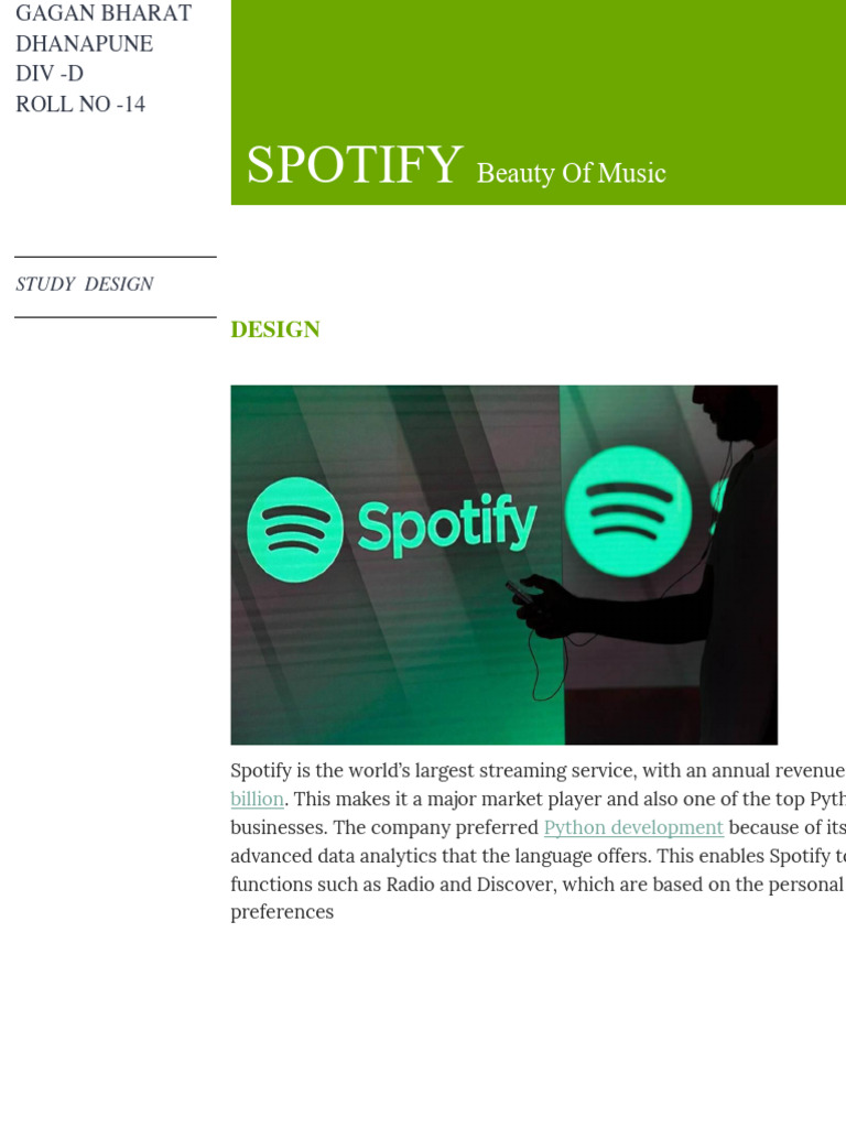 Case Study of Spotify | PDF | Spotify | Cloud Computing