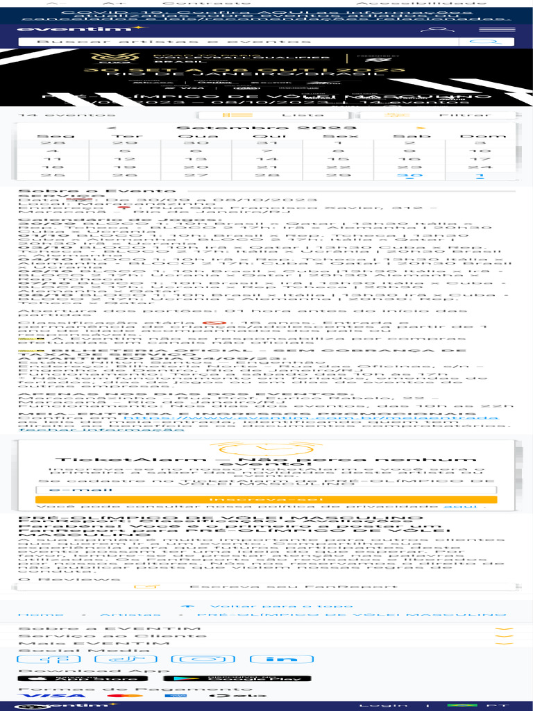 PRÉ-OLÍMPICO DE VÔLEI MASCULINO - Ingressos - EVENTIM | PDF