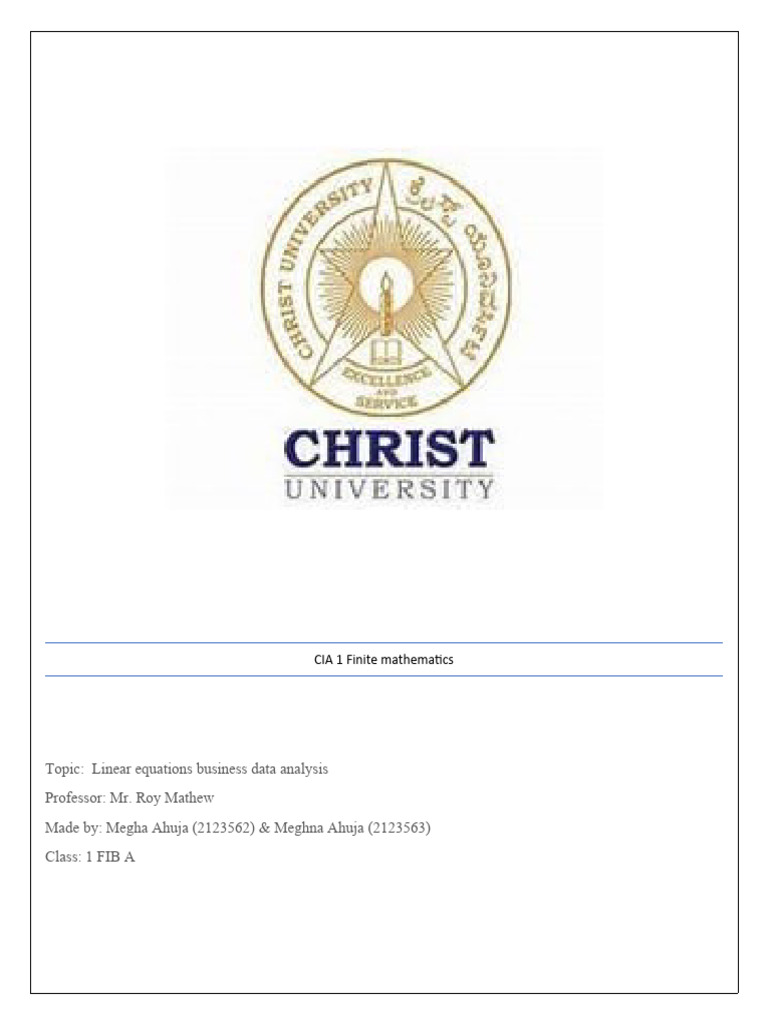 CIA 1 Finite Mathematics | PDF | Jp Morgan Chase | Goldman Sachs