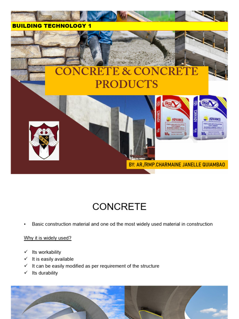 Bildtech1 Lecture 1 Concrete And Concrete Products Pdf