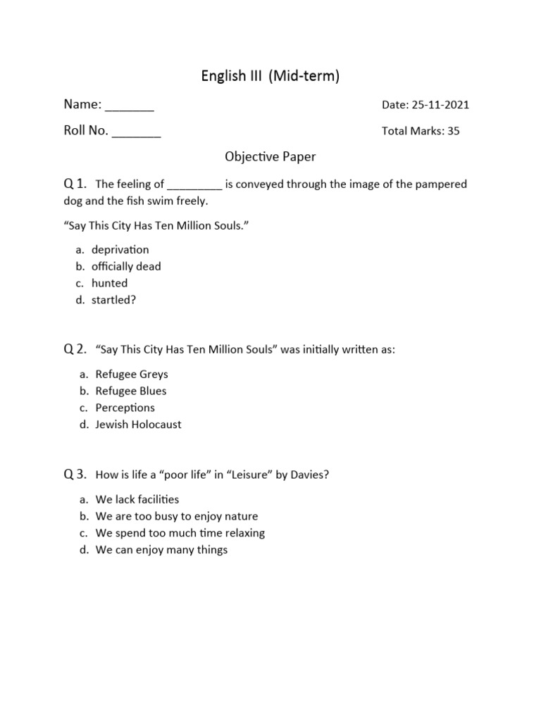English III Midterm | PDF | Poetry