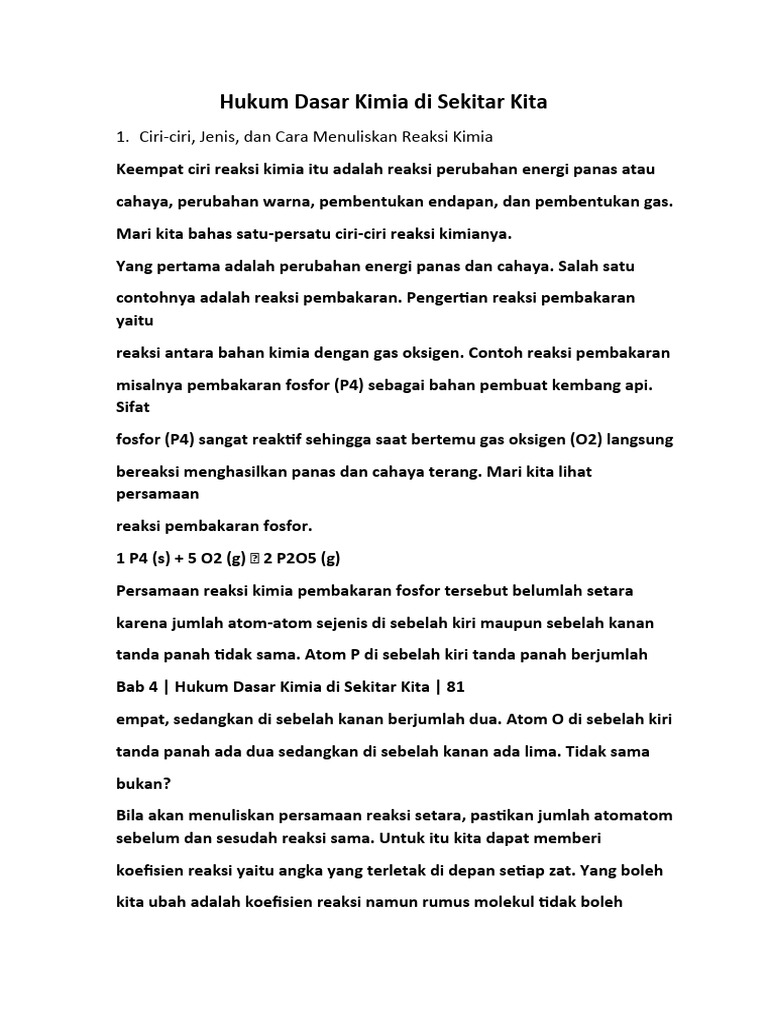 Hukum Dasar Kimia Di Sekitar Kita | PDF