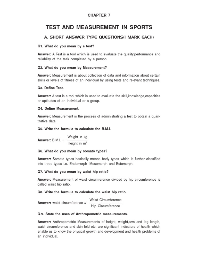 Test and Measurement in Sports | PDF | Body Mass Index | Waist