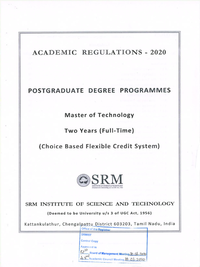 Mtech Academic Regulatons 2020 | PDF