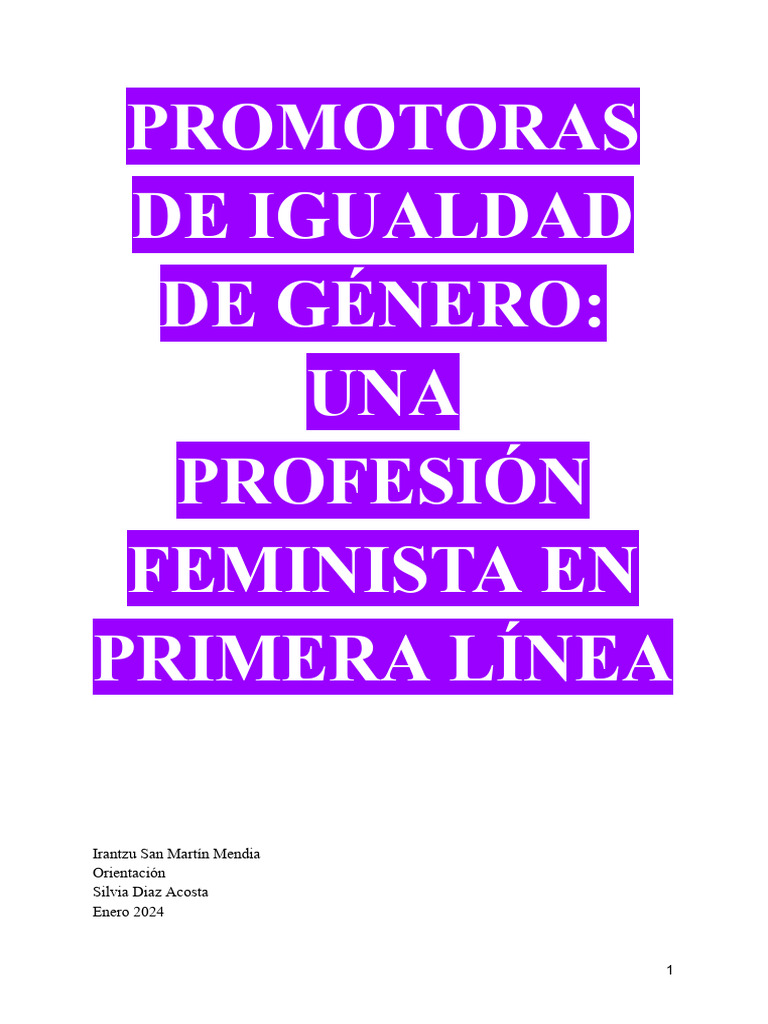 ACTIVIDAD Texto Promotoras de Igualdad de Género | PDF | Igualdad de ...