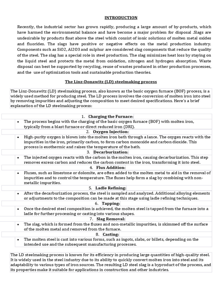 INTRODUCTION On LD STEEL SLAG | PDF | Steelmaking | Steel