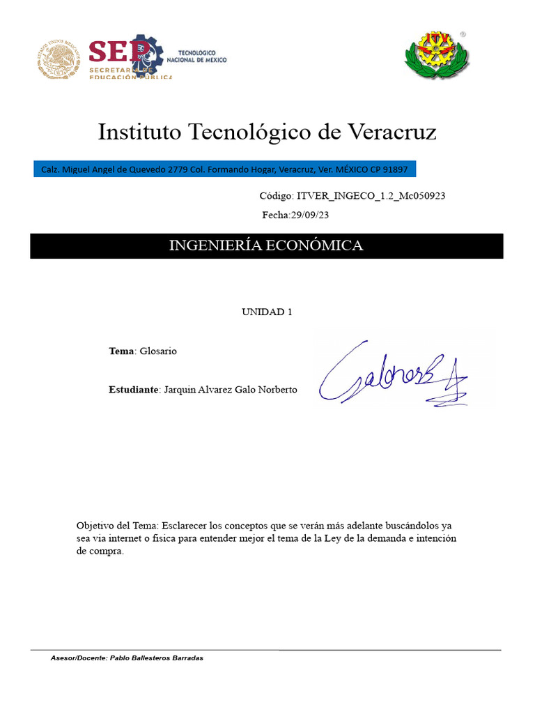 ITVER INGECO 1.2 Mc050923 | PDF | Bienes | Oferta (economía)