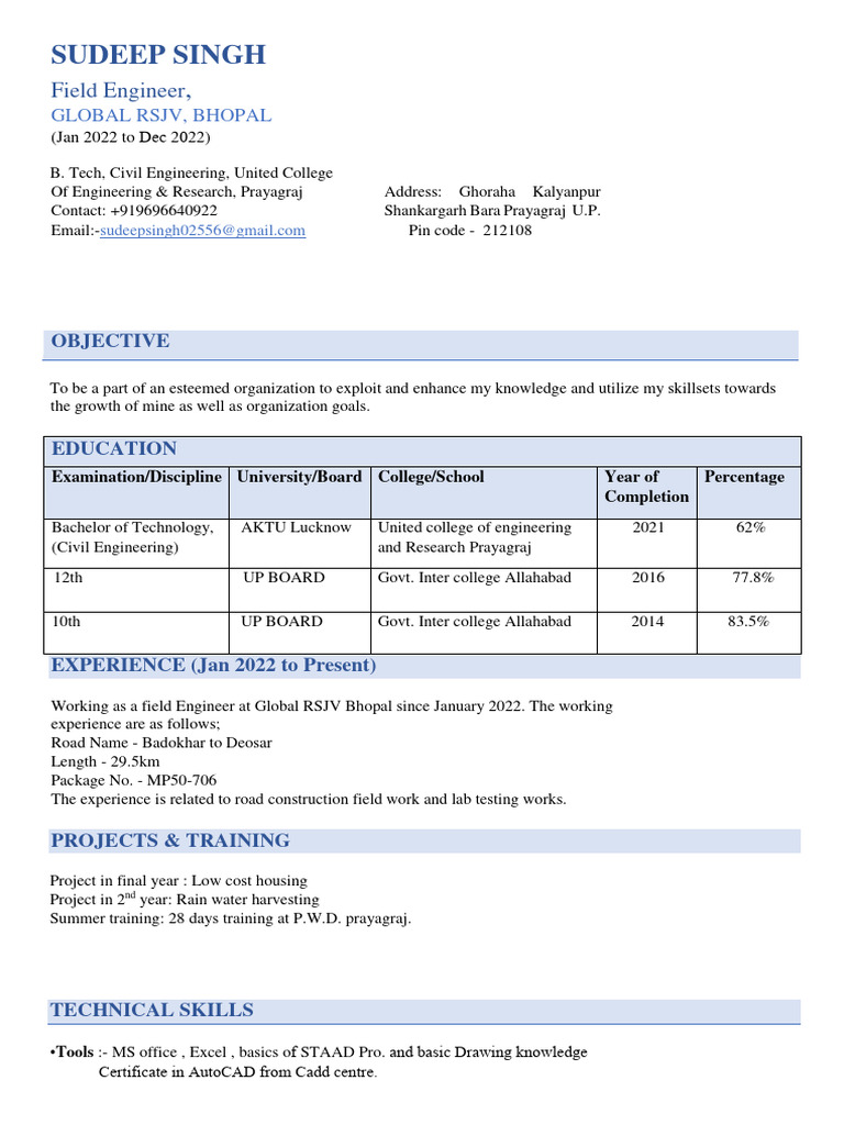 Resume - Sudeep Singh | PDF | Engineering