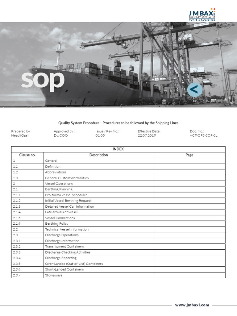VCTPL Sop | PDF | Cargo | Shipping