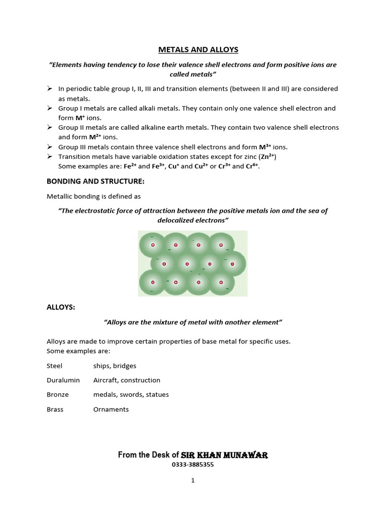 Metals, Alloys & Extraction of Metals | PDF | Rust | Iron