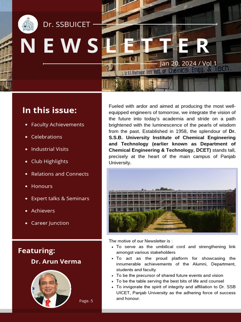 Dr. SSB UICET Newsletter Vol 1 | PDF | Wellness | Science & Mathematics