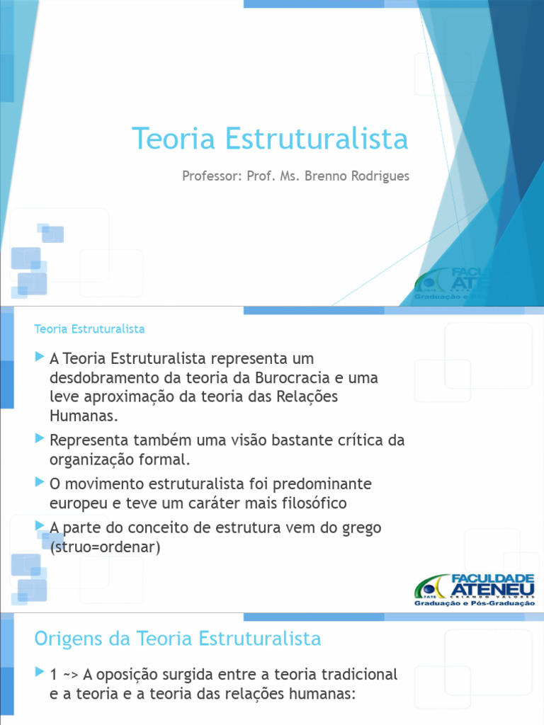 Aula 8 Teoria Estruturalista trabalho | PDF