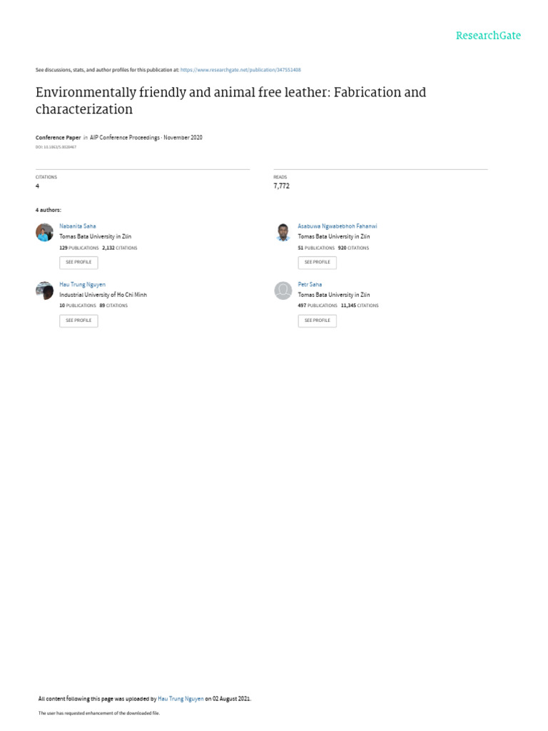 Environmentally Friendly and Animal Free Leather F | PDF | Deformation ...