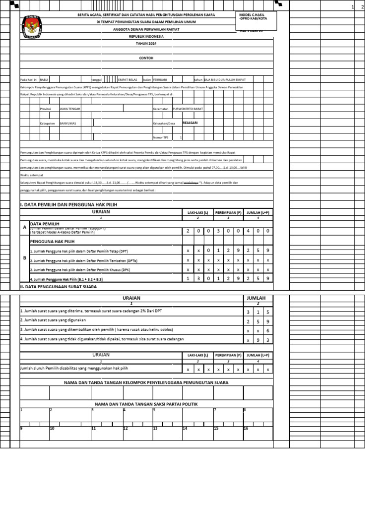 Contoh Model C Hasil DPR | PDF