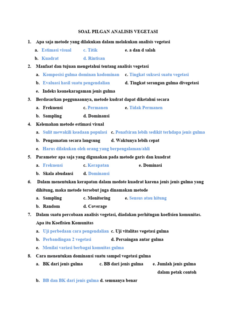 Contoh Perhitungan Analisis Vegetasi | PDF | Sains & Matematika
