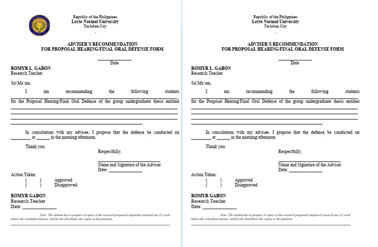 F OGS 015 Advisers Recommendation For PH or FOD Form Undergraduate ...