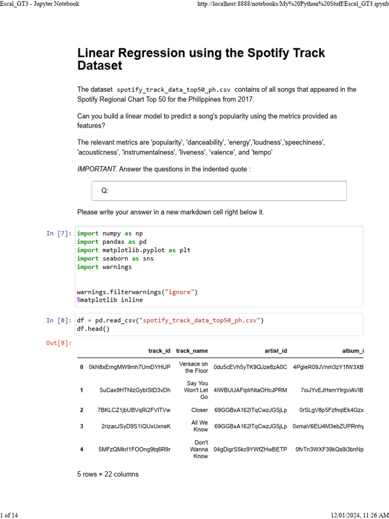 Escal - GT3 - Jupyter Notebook | PDF | Coefficient Of Determination ...