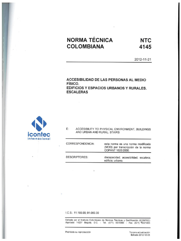 NTC 4145 - accesibilidad para personas con movilidad reducida | PDF