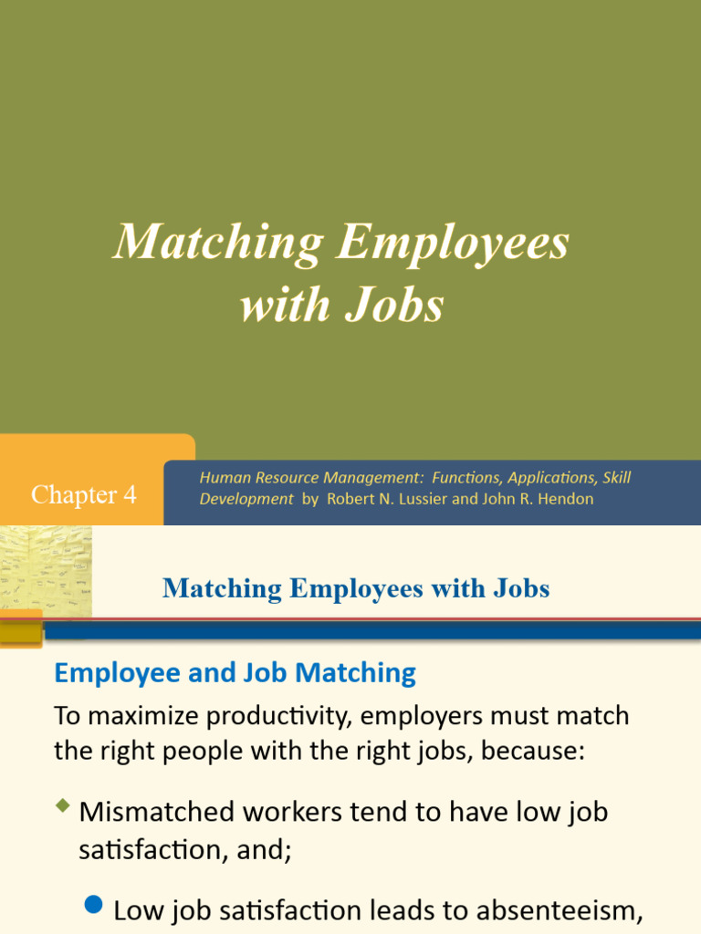 CH 4. Workforce Planning - Job Analysis, Design, and Employment ...