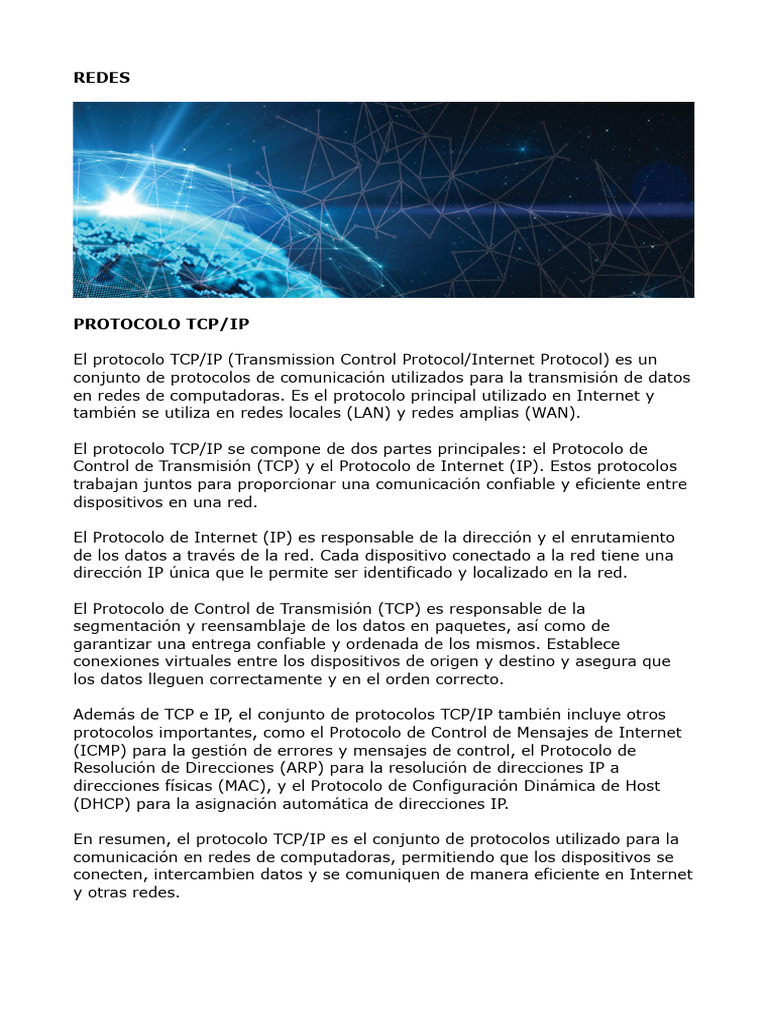 Protocolo TCPIP | PDF | Protocolos de internet | Dirección IP