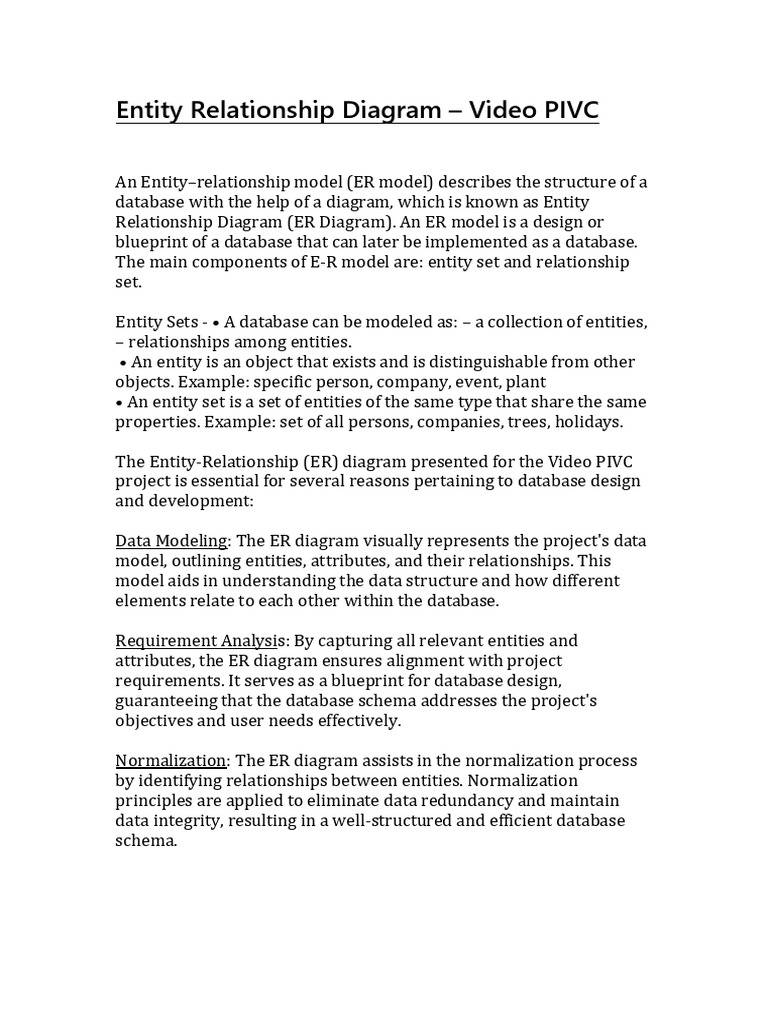 Entity Relationship Diagram – Video PIVC(1) | PDF | Conceptual Model ...