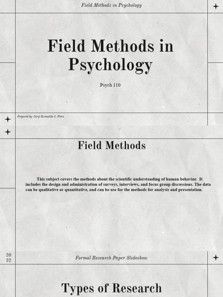 Field Methods in Psychology Overview | PDF | Methodology | Focus Group
