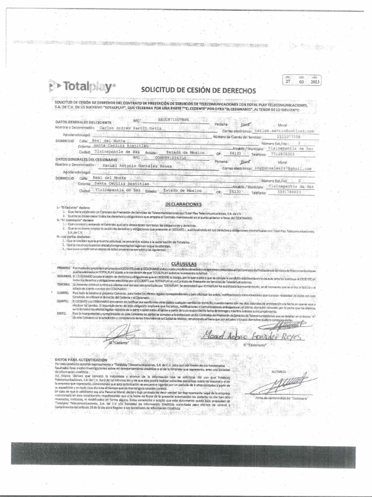 Formato de Cesion de Derechos | PDF Formato de Cesion de Derechos | PDF