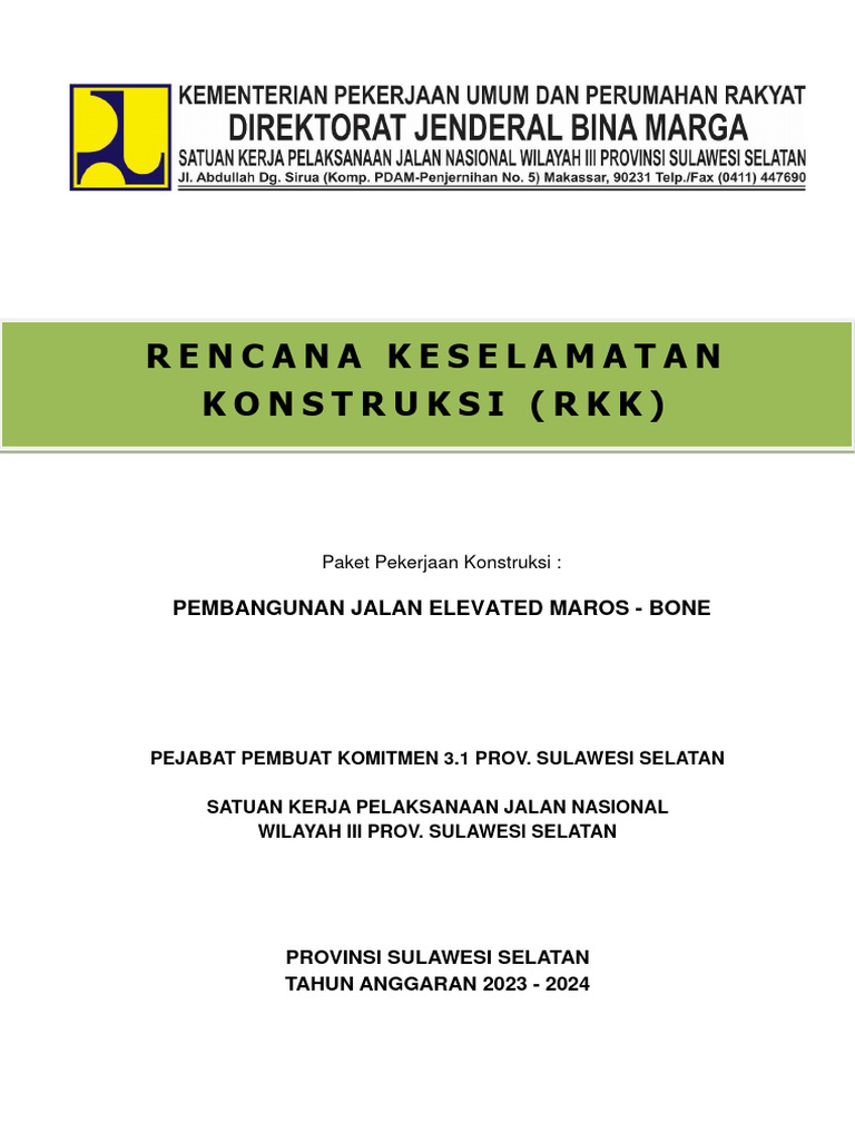 RKK Pembangunan Jalan Elevated Maros Bone MYC | PDF
