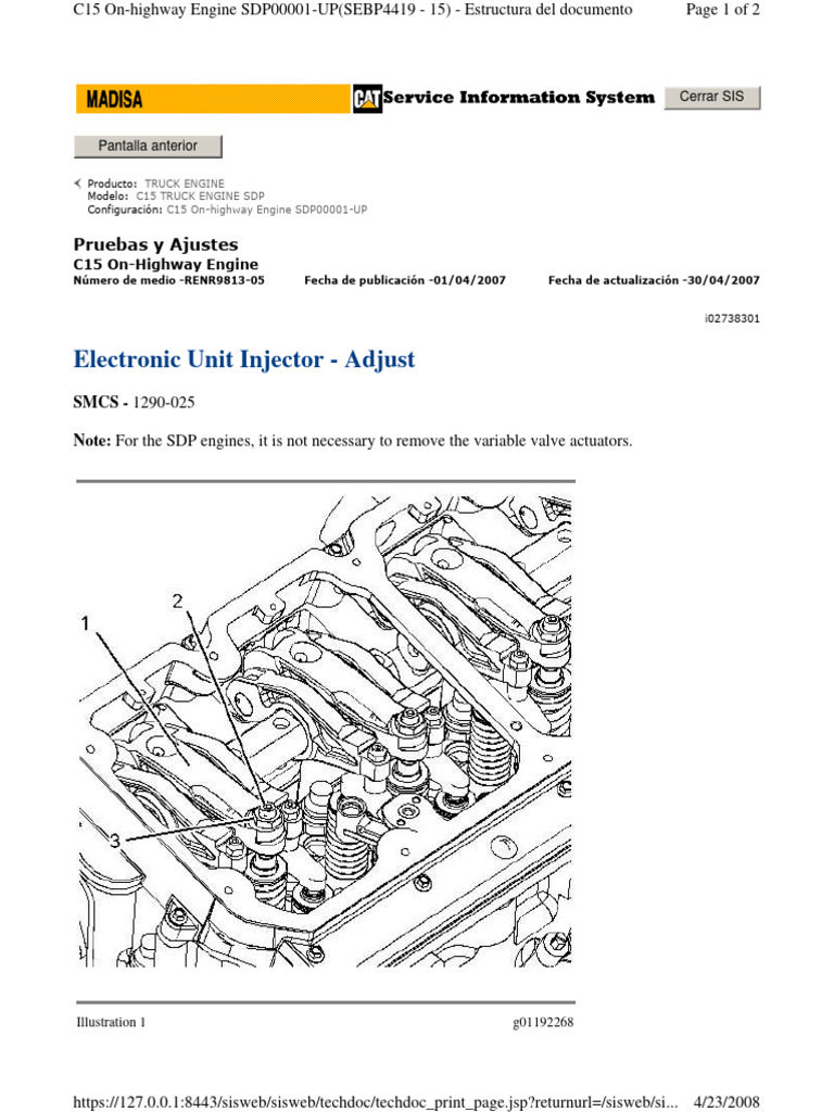 Procedimiento de Ajuste Del Inyector en Motores C-15 Engine SDP (RENR9813-05) | PDF | Vehicle ...