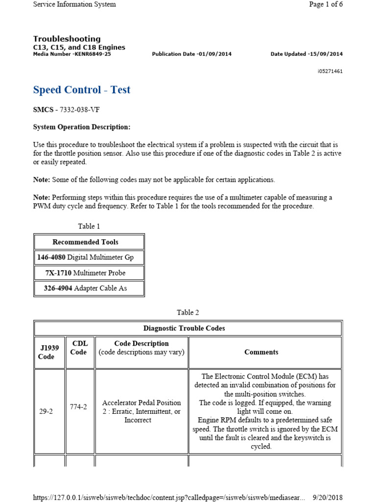 C15 Throttle Position Sensor Troubleshooting | PDF | Throttle ...