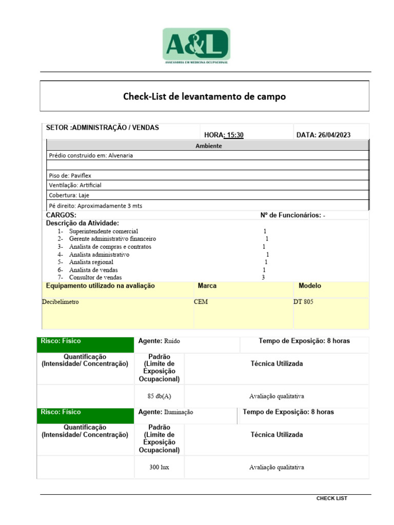 Modelo de Check List 26042023 | PDF
