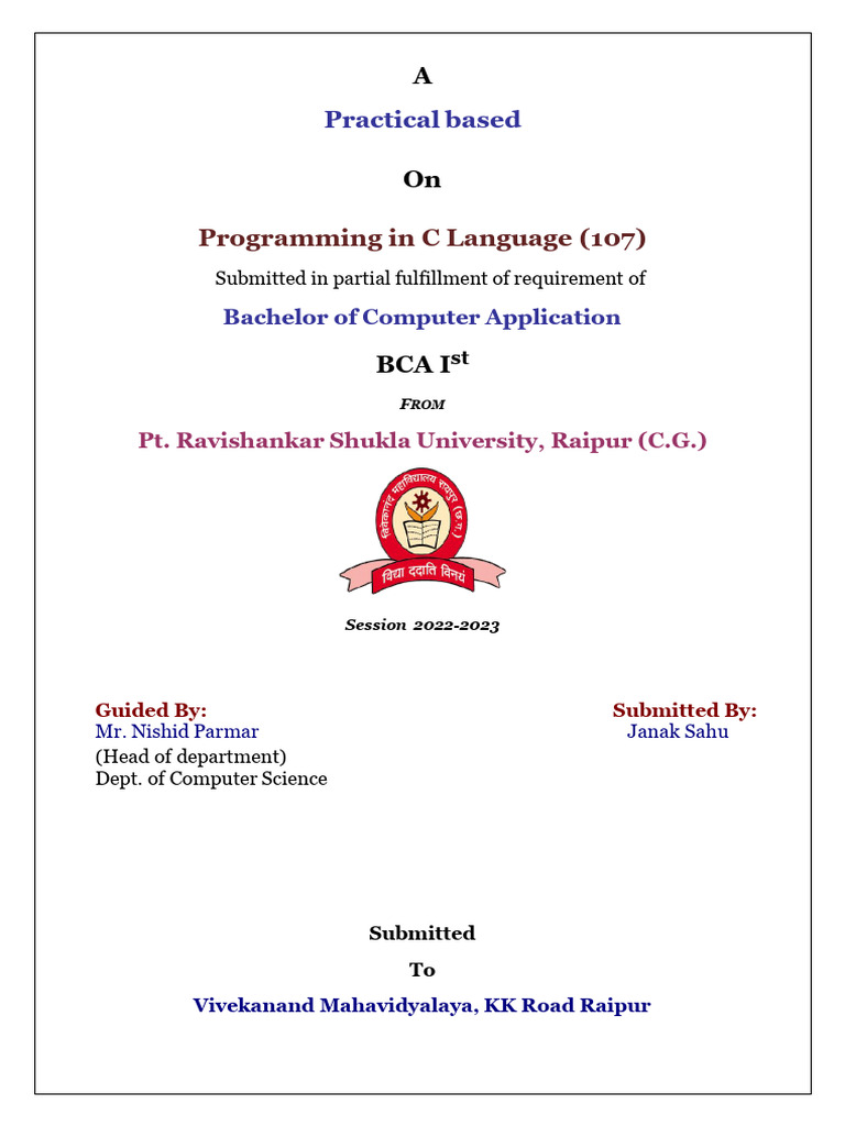 C Programming Projects for BCA Students | PDF | Area | Matrix (Mathematics)
