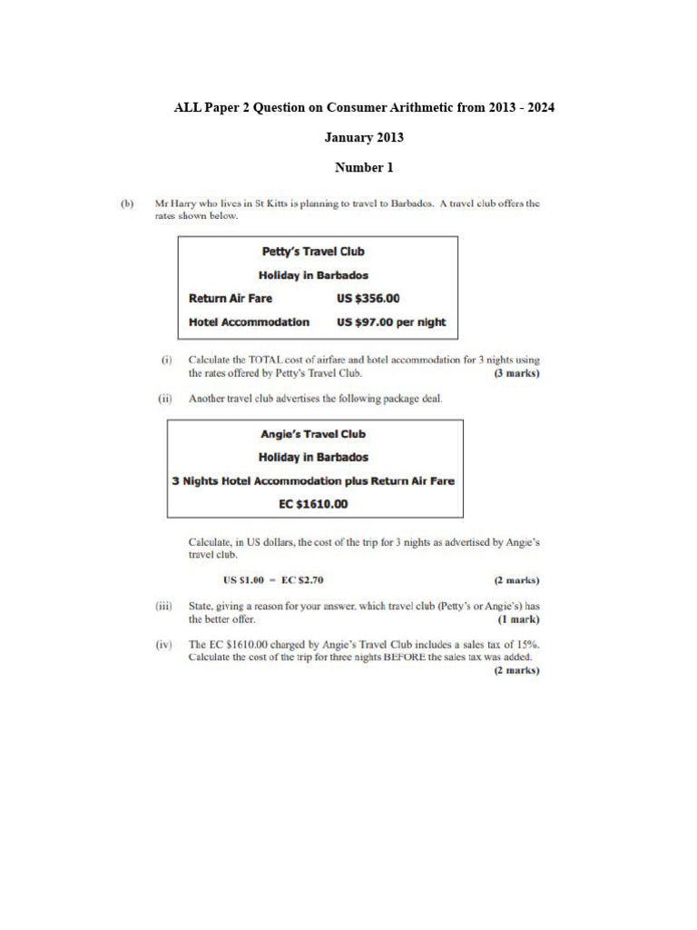 Consumer Arithmetic Pdf