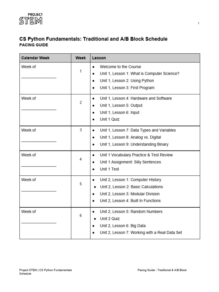 CSPythonFundamentals - Pacing - Guide - Traditional - and - A - B ...
