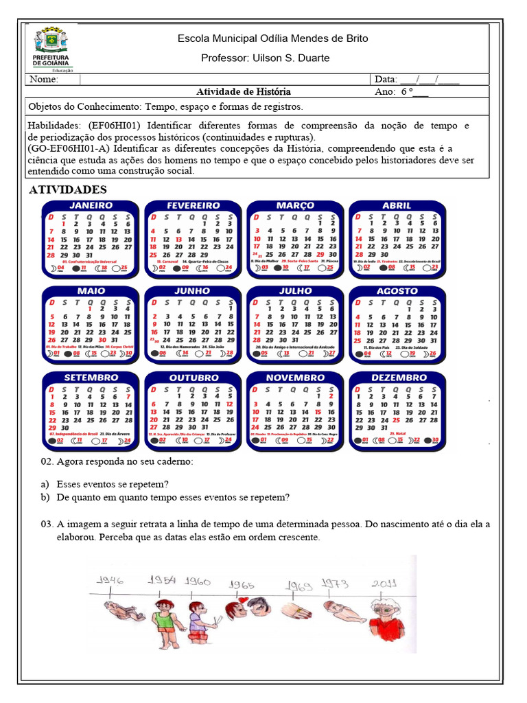 6º Ano Hist | PDF | Tempo | Ano
