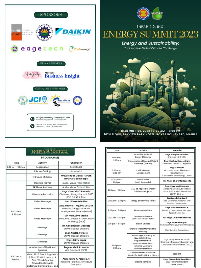 PROGRAM - 2023 ENPAP ENERGY SUMMIT (FINAL) Final-Final | PDF | Philippines | Government