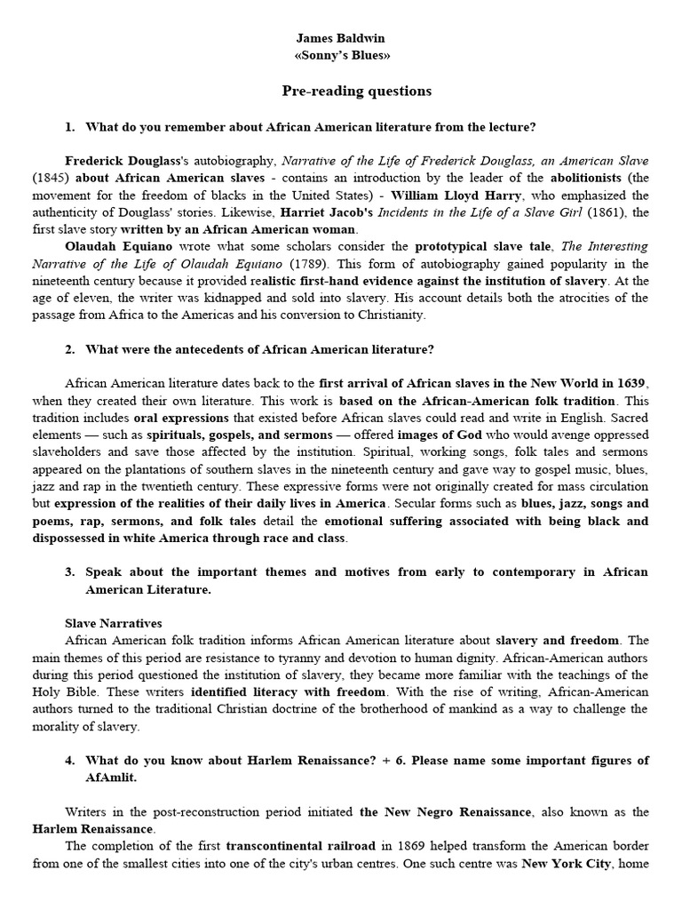 James Baldwin Sonny's Blues | PDF | African American Literature