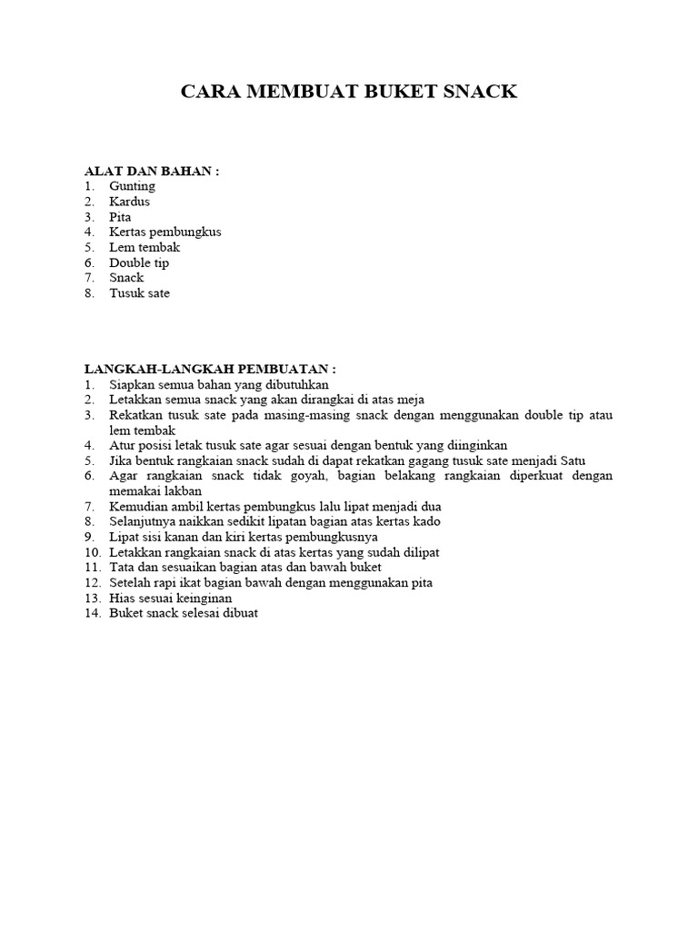 Cara Membuat Buket Snack | PDF