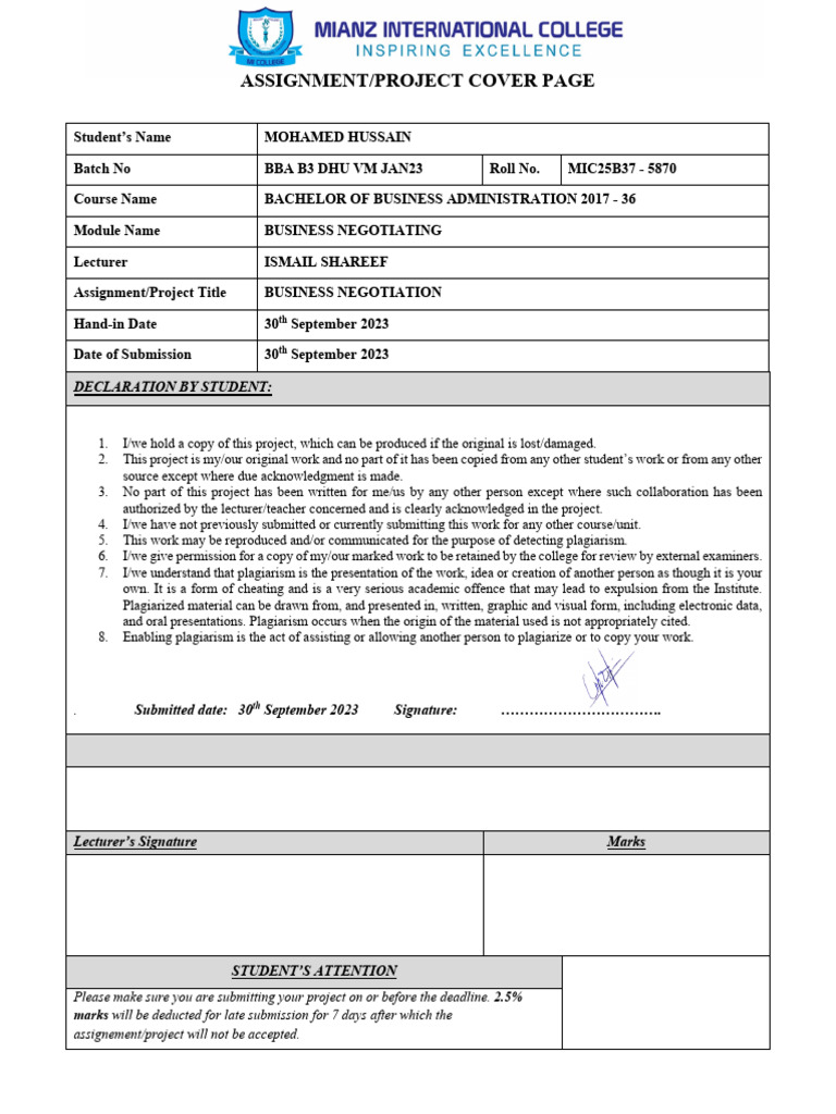 Business Negotiation Assignment (Final) | PDF | Digital Marketing | Negotiation