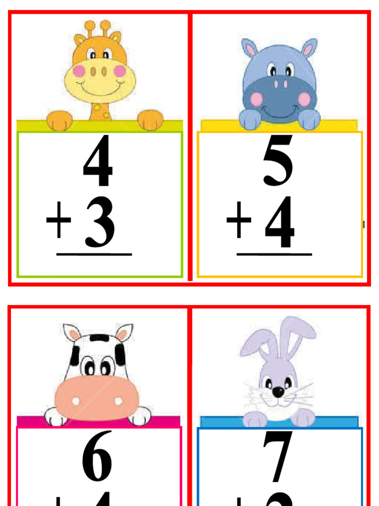 animal addition subtraction flashcards | PDF