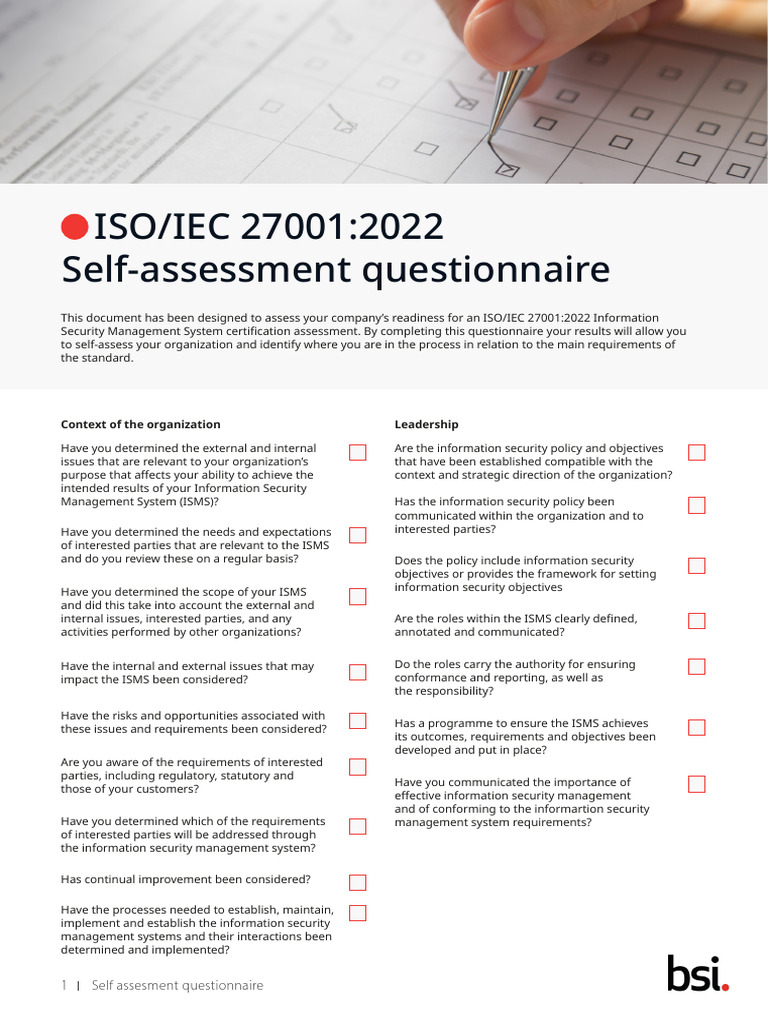 v6 BSI Self Assesment Questionnaire 27001 | PDF | Information Security ...