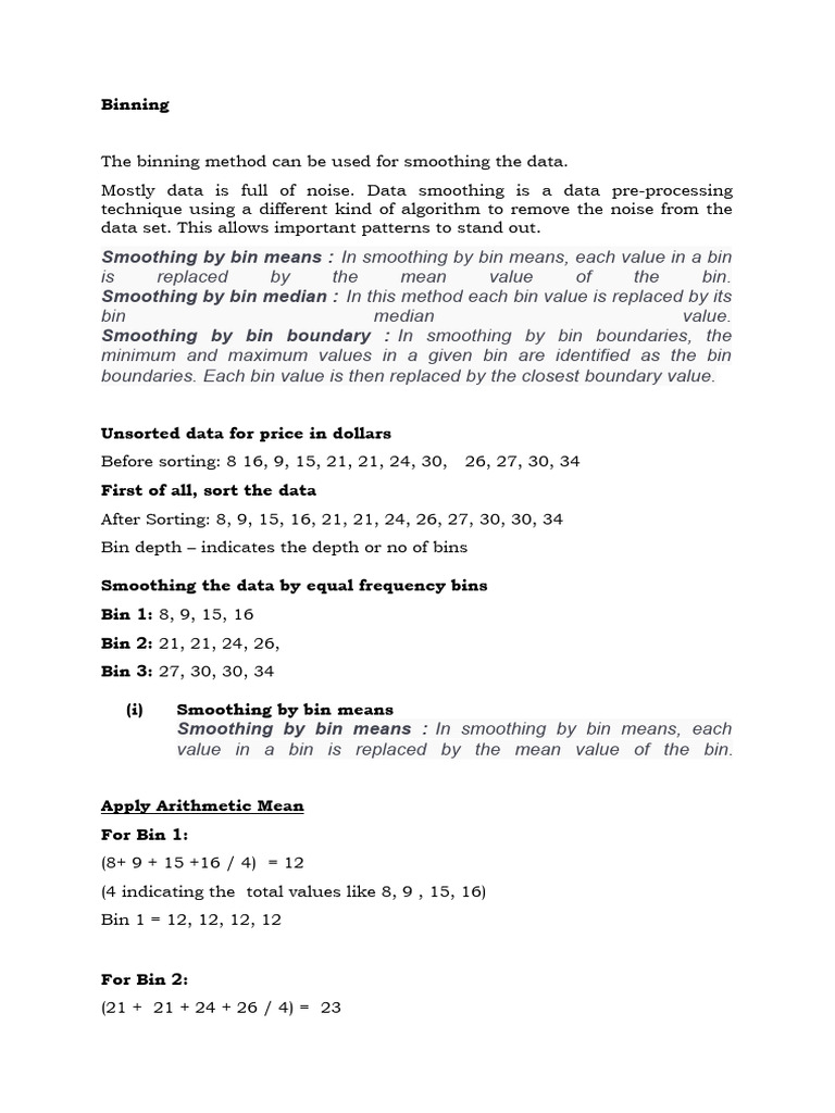 Binning | PDF | Mean | Median
