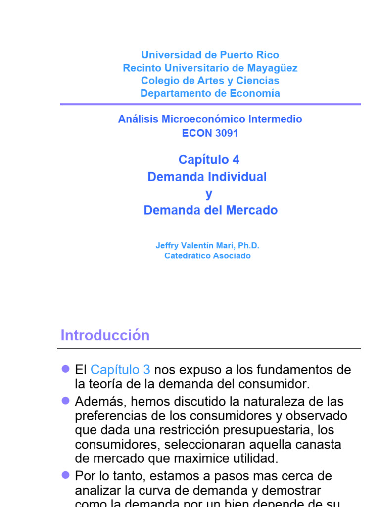 Capitulo 4 Parte 1 | PDF | Oferta y demanda | Curva de demanda
