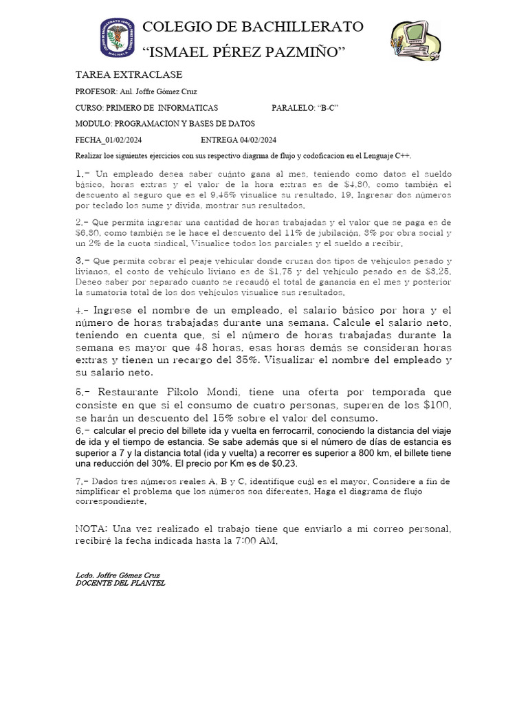Deber 1ero C 01-02-2024-04-02-2024 | PDF Deber 1ero C 01-02-2024-04-02-2024 | PDF
